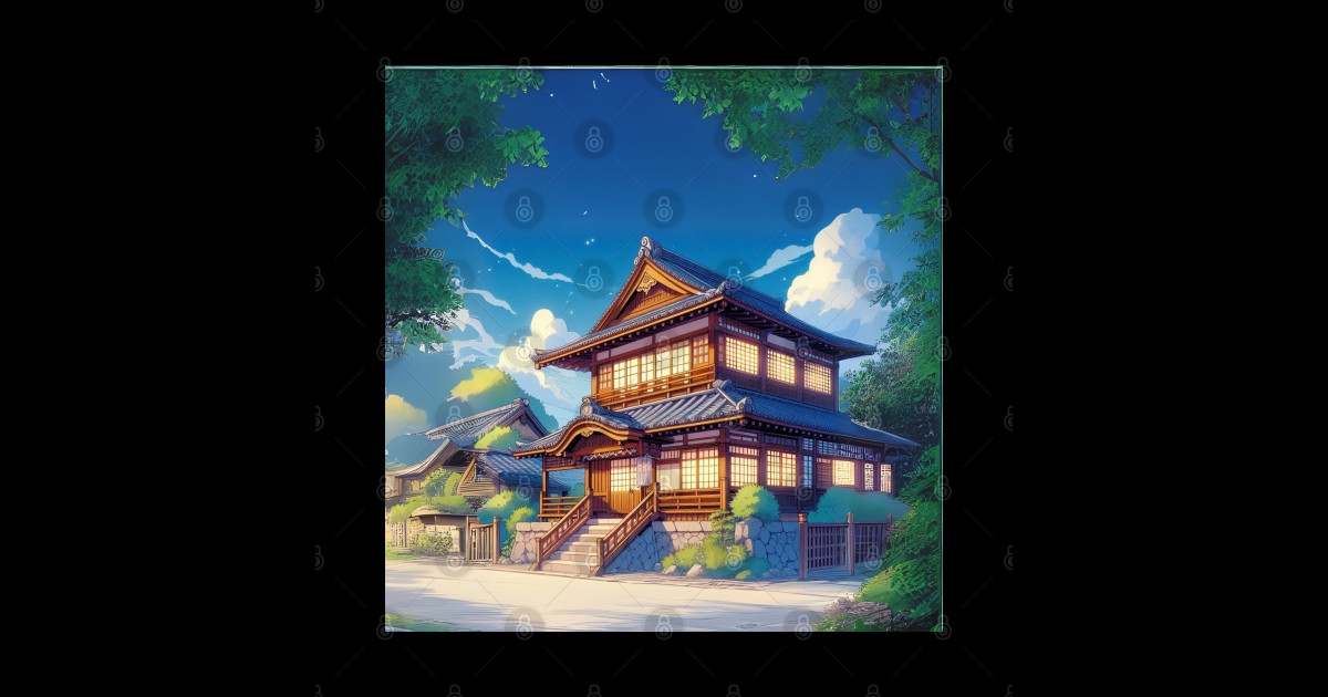 Traditional Japanese House Illustration night - Japanese House ...