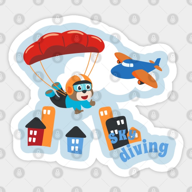 Vector illustration of a cute skydiver. - Skydiving Theme Party ...