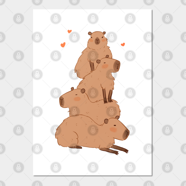 Capybara pile - a cute stack of Capybaras - Capybara Art - Posters and ...