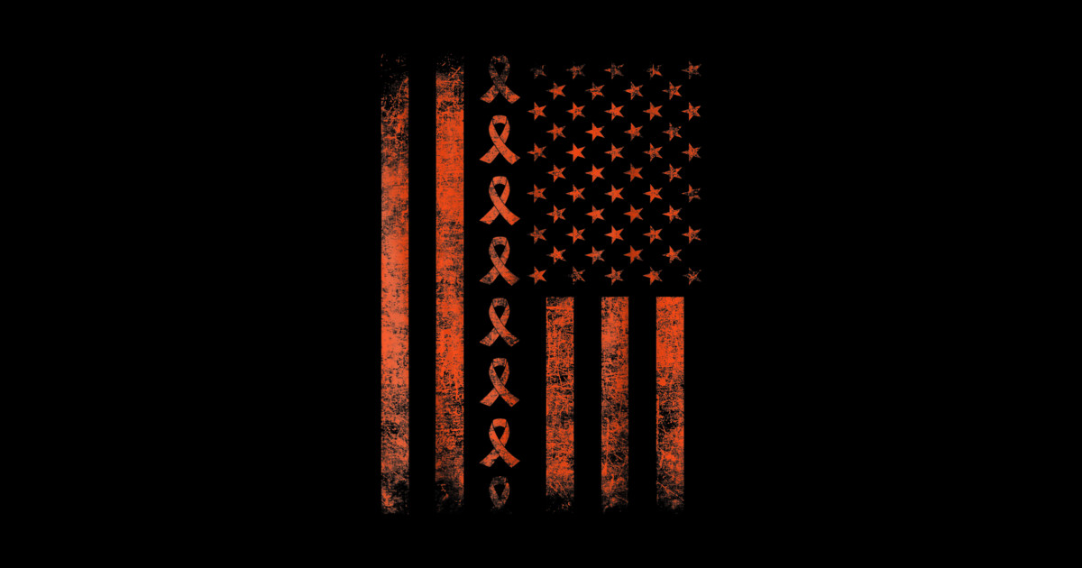 leukemia cancer awareness orange ribbon us flag - Leukemia Cancer ...