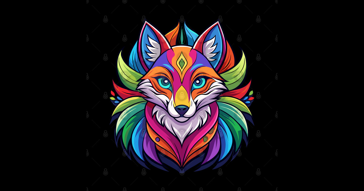 Rainbow Fox - Fox - Sticker | TeePublic