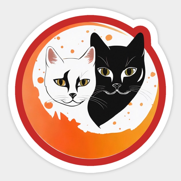 Handsome two cats in circle - Cats - Sticker | TeePublic
