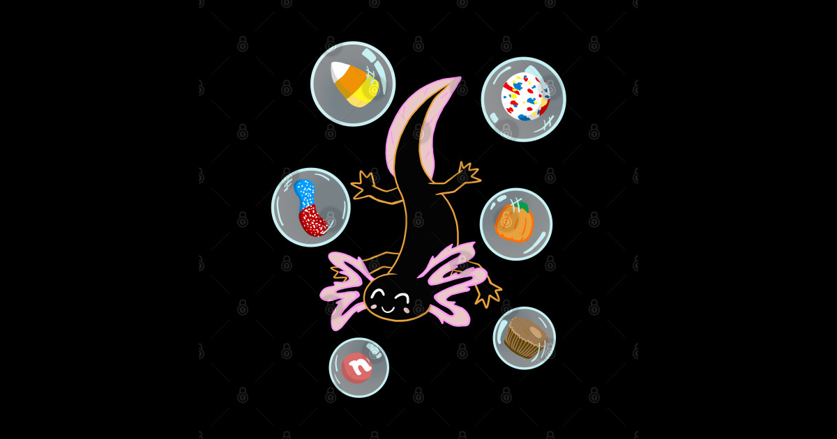 Axolotl and Halloween Candy - Axolotl - Sticker | TeePublic