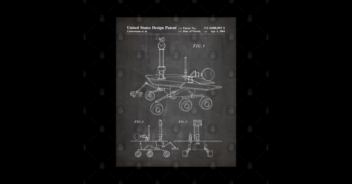 Nasa Mars Rover Patent - Mars Exploration Rover Art - Black Chalkboard ...
