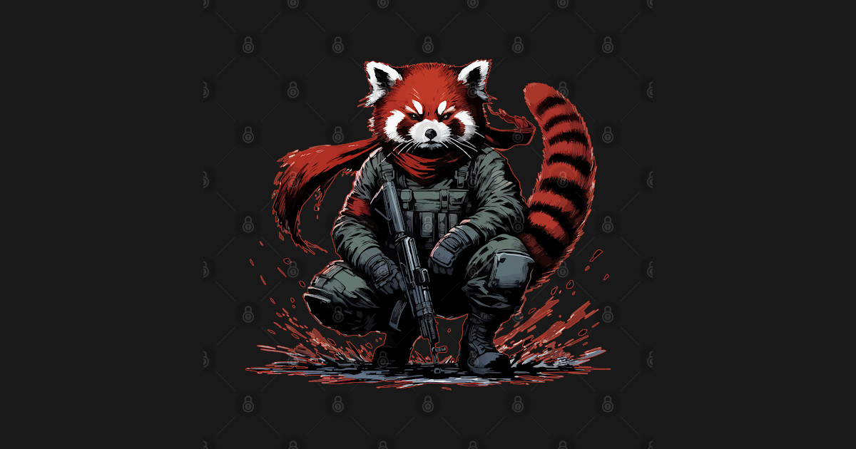 Cool Red Panda Soldier - Panda Soldier - T-Shirt | TeePublic