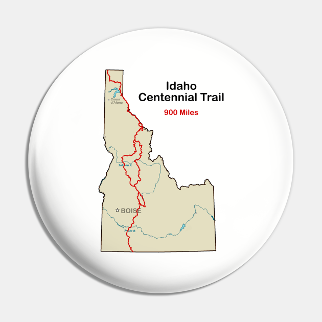 Route Map of Idaho Centennial Trail - Centennial Trail - Pin | TeePublic