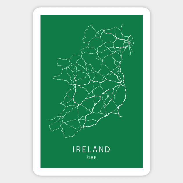 Ireland Road Map - Irish - Sticker | TeePublic
