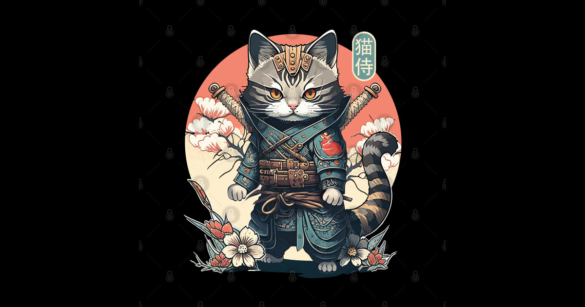 Samurai Cat Tattoo, Kawaii Ninja Cat - Samurai Cat - Posters and Art ...