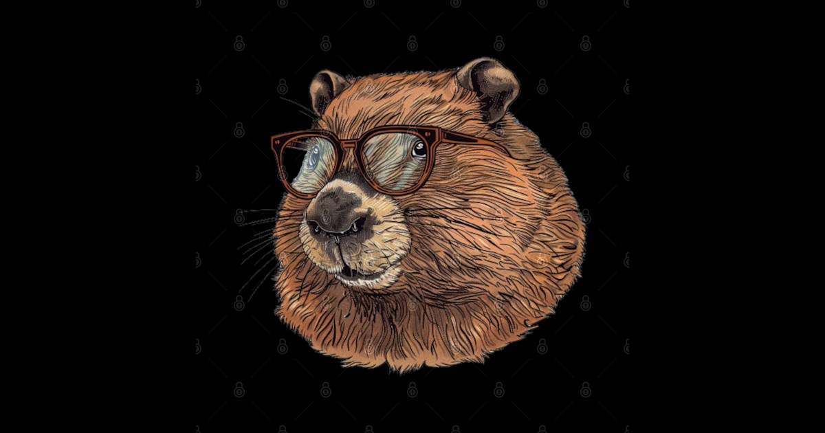 Beaver Brainiac: The Hipster Lumberjack Tee - Beaver - Sticker | TeePublic