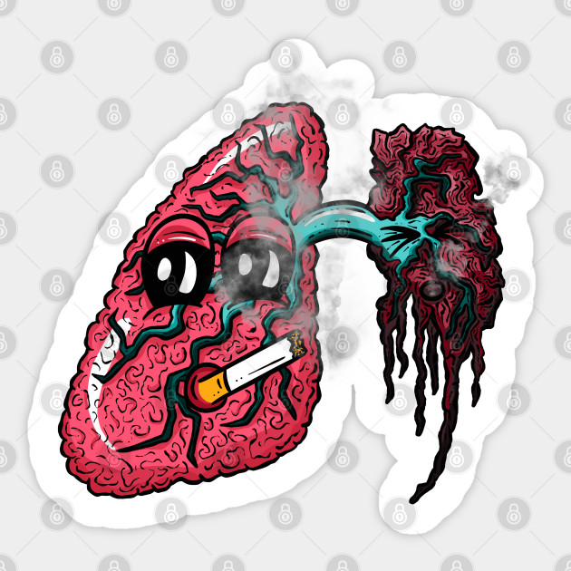 Smokers Lung! Cartoon Lungs - Smoker - Sticker | TeePublic