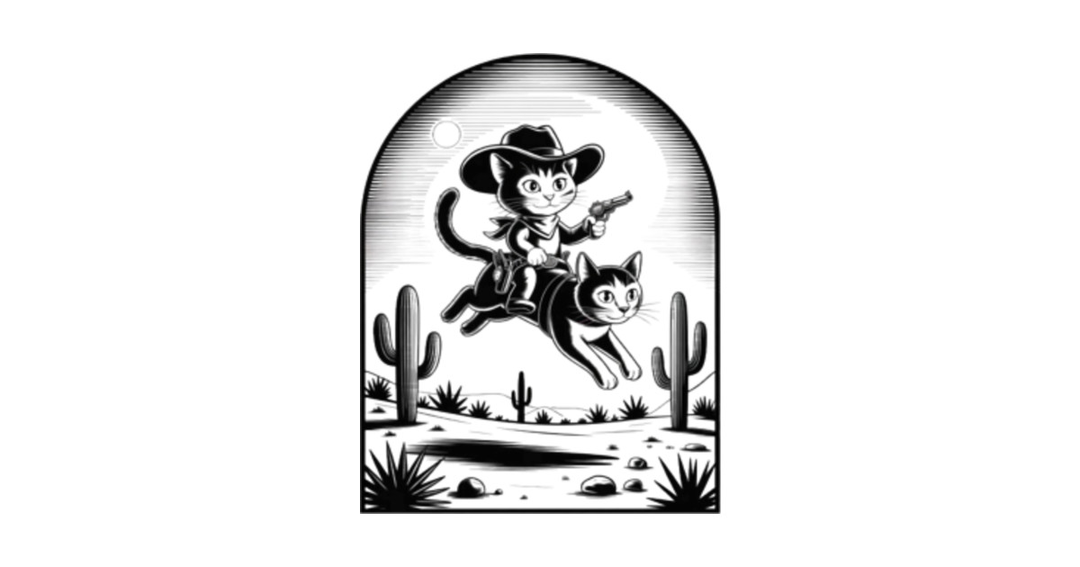 Cowboy Mouse Riding Cat Cute Retro Western Rodeo - Western Rodeo - T ...