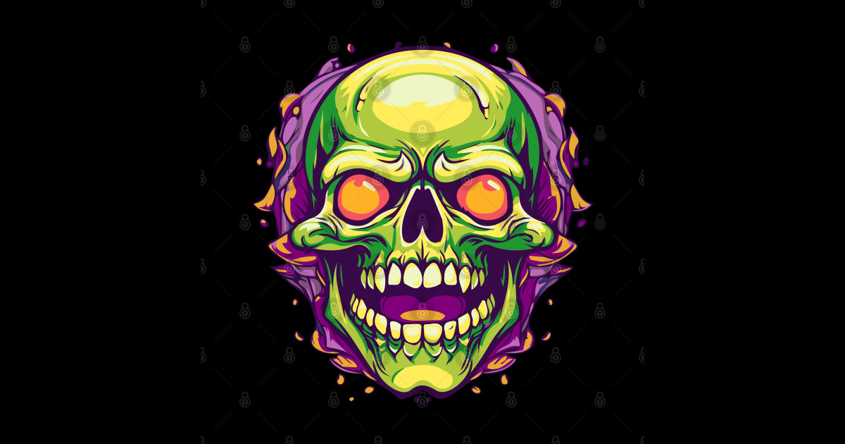 Laughing toxic skull - Laughing Skull - Sticker | TeePublic