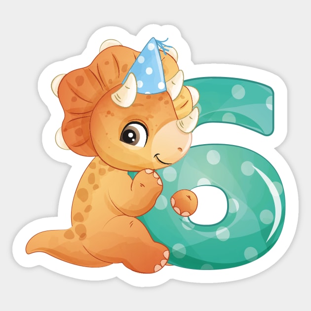 9th Birthday Cute Little Dinosaur - Dinosaur Birthday - Sticker | TeePublic