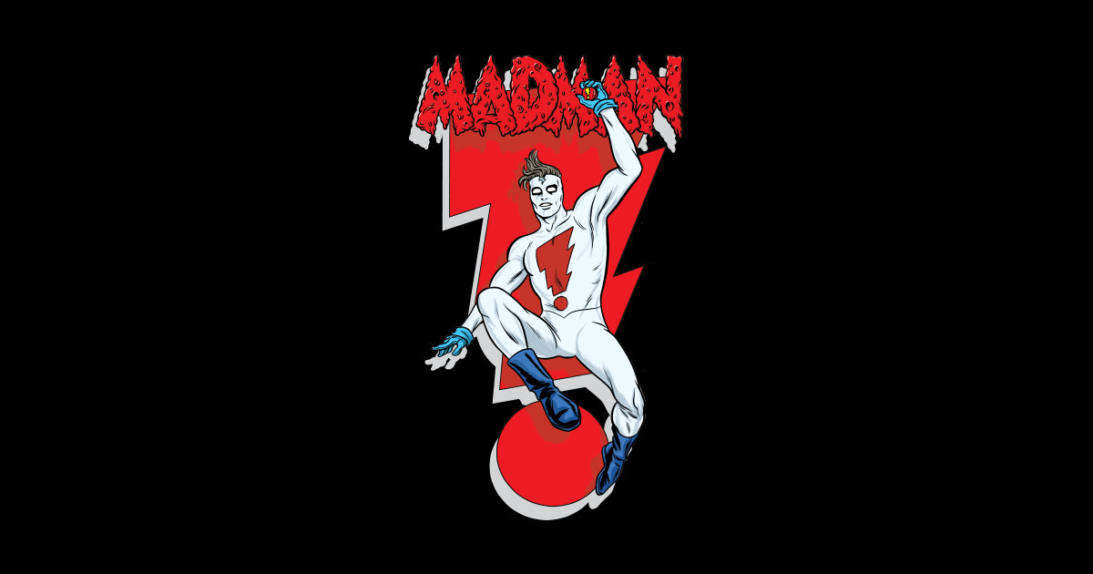 MADMAN Bolt Leap with Shadow on white - Madman - Sticker | TeePublic
