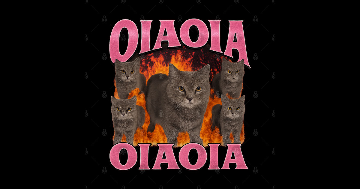 Funny Oiia Oiia Cat Meme Bootleg Graphic T-Shirt - Cat Meme - Sticker ...