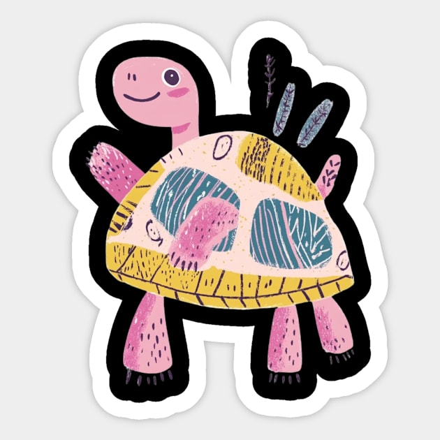A cute pink turtle - Turtle - Sticker | TeePublic