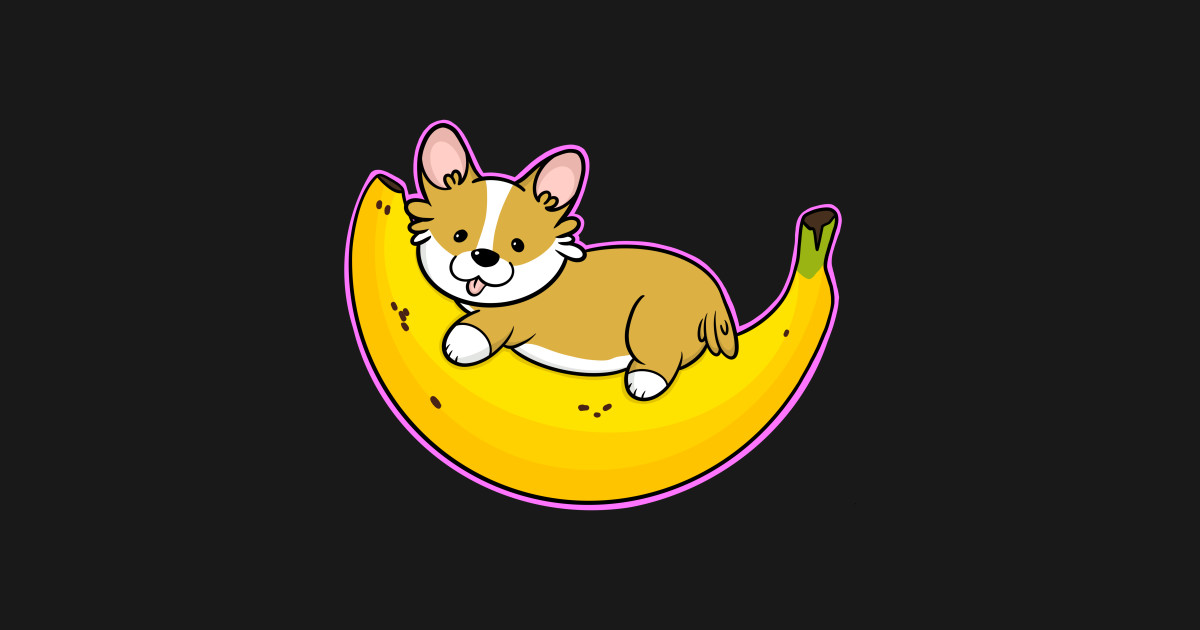 Cute Corgi Laying On Banana - Cute Corgi - T-Shirt | TeePublic