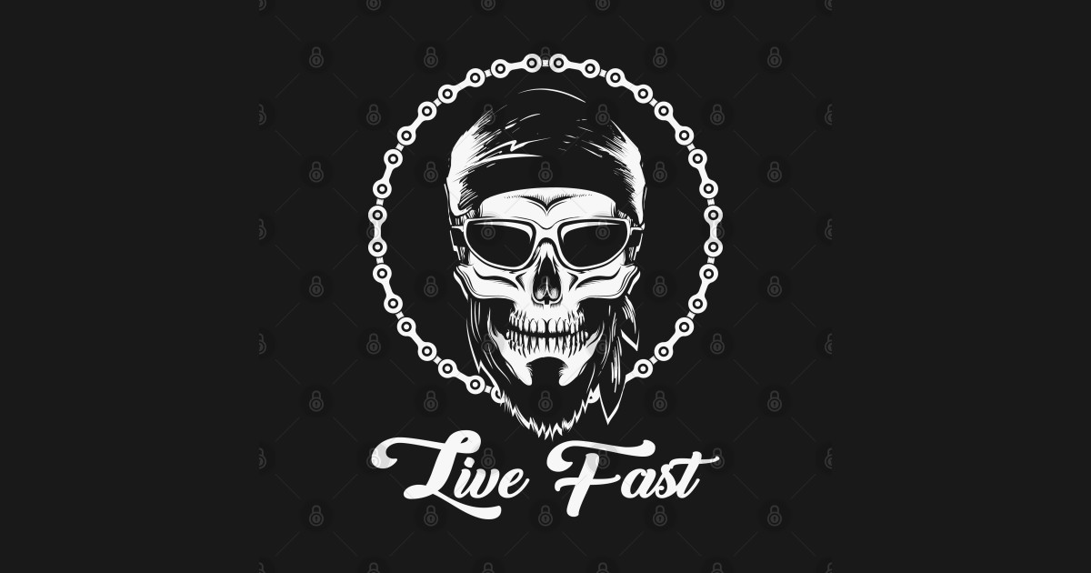 Biker Skull in glasses with wording Live Fast - Skull Biker Vintage ...