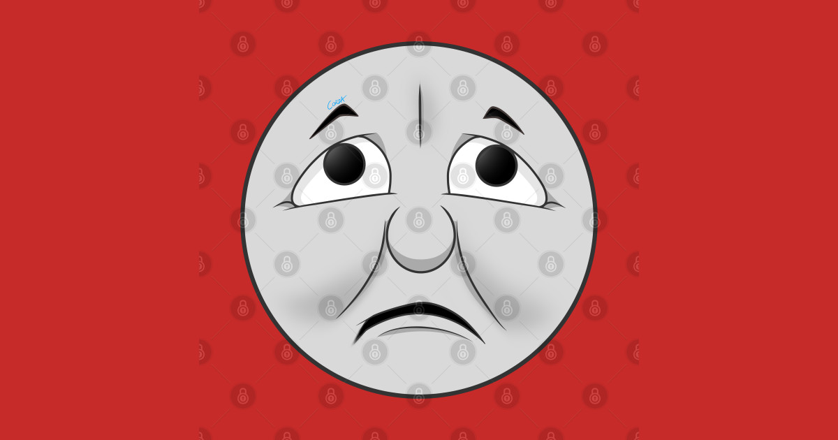 James sad face - James The Red Engine - T-Shirt | TeePublic