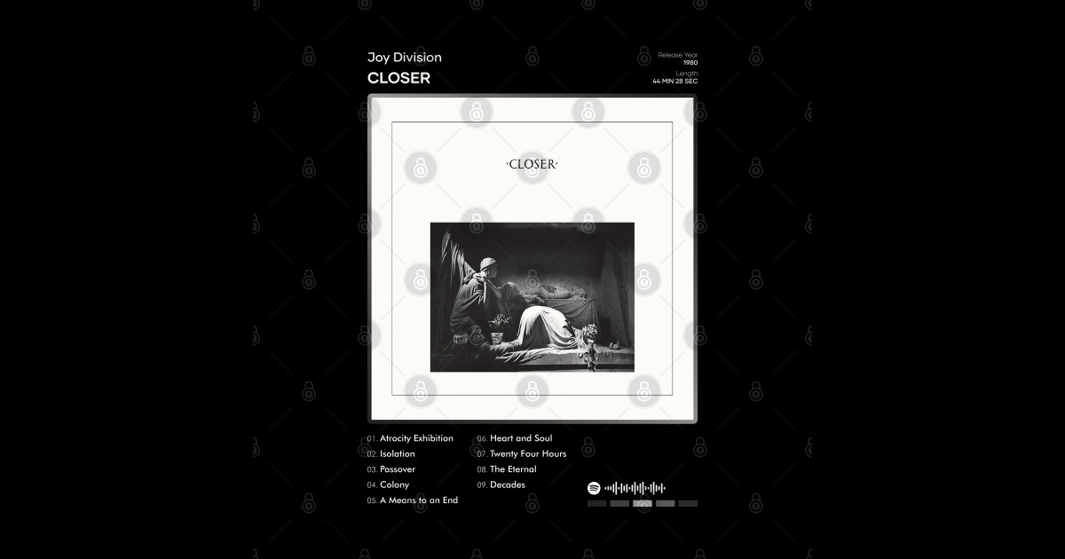 Joy Division - Closer Tracklist Album - Joy Division - Sticker | TeePublic
