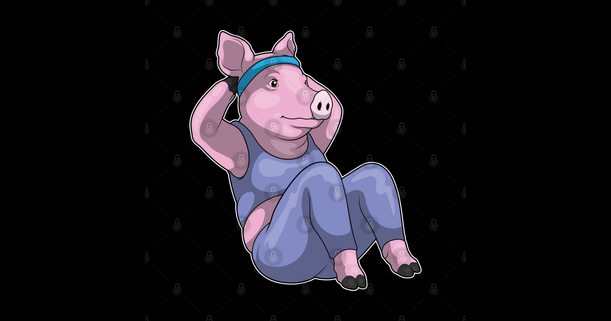 Pig Fitness Sit ups Sports - Bodybuilding - Sticker | TeePublic