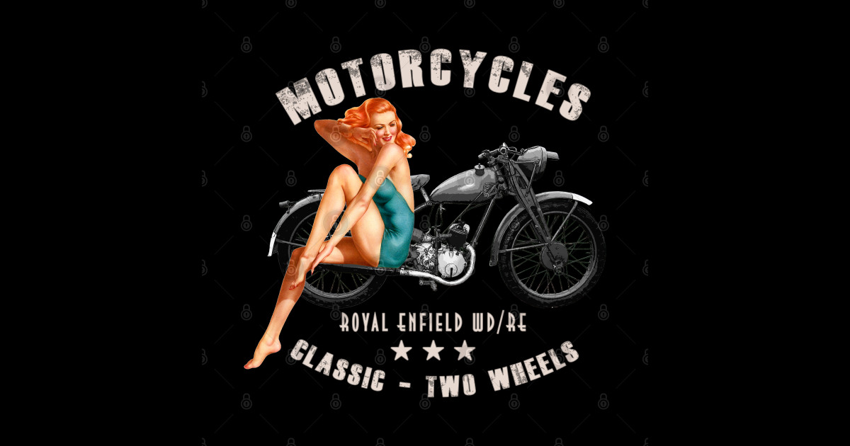 Pin up Girls Royal Enfield WDRE Vintage Motorcycle WW2 - Pin Up Girl - Sticker | TeePublic