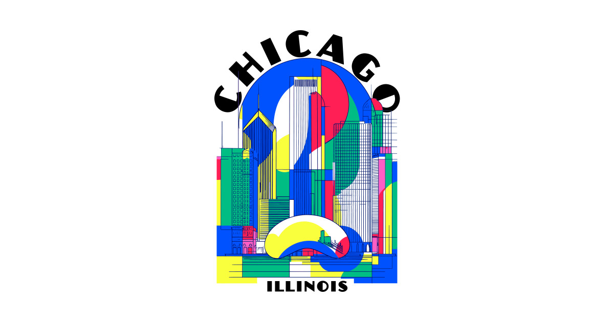 Art Deco Chicago Skyline - Chicago - T-Shirt | TeePublic