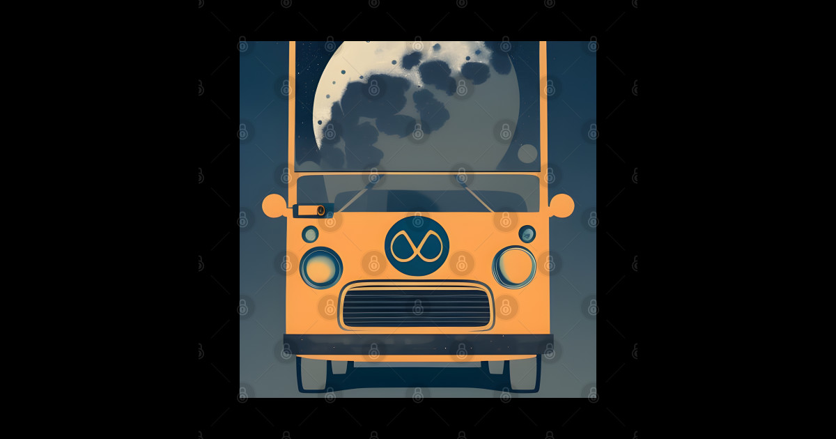 Moon Skoolie Bus - Bus - Sticker | TeePublic