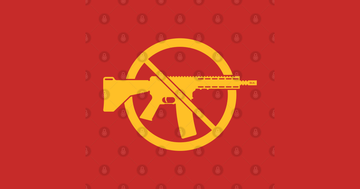 Gun Ban / Prohibition Sign (No Weapons / Peace / Gold) - Gun Ban - T ...