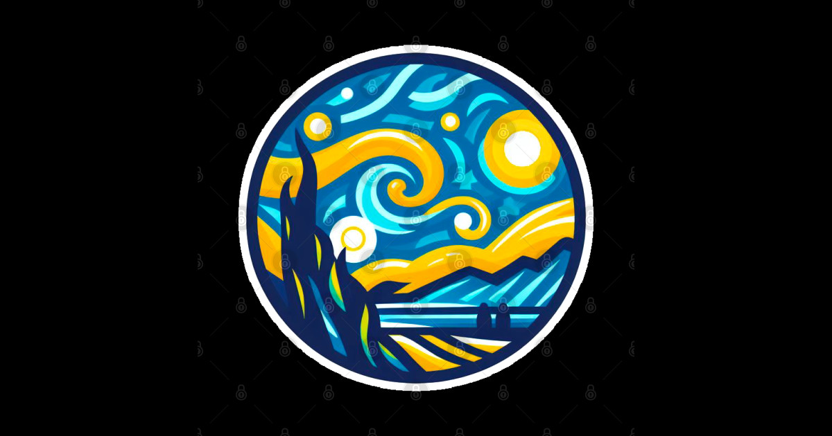 Modern Starry Night - Graphic Design - Modern Starry Night - Sticker ...