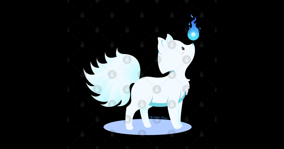 Kawaii fantasy animals - Kyuubi no Kitsune - Kawaii - Sticker | TeePublic