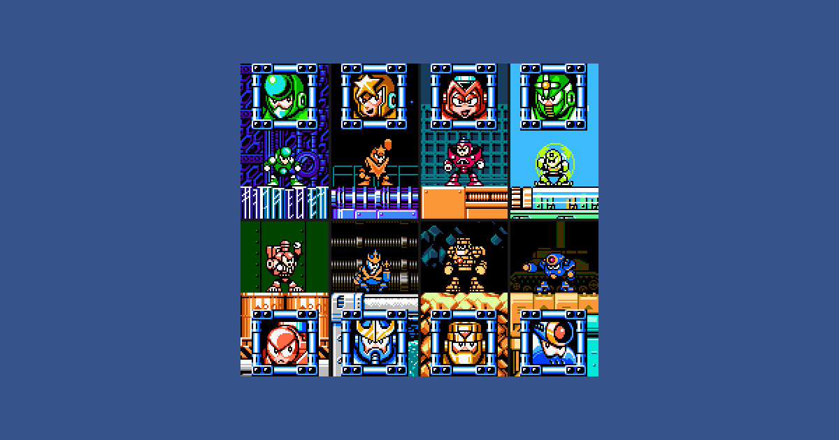 Mega Man 5 Bosses - Mega Man - Sticker | TeePublic