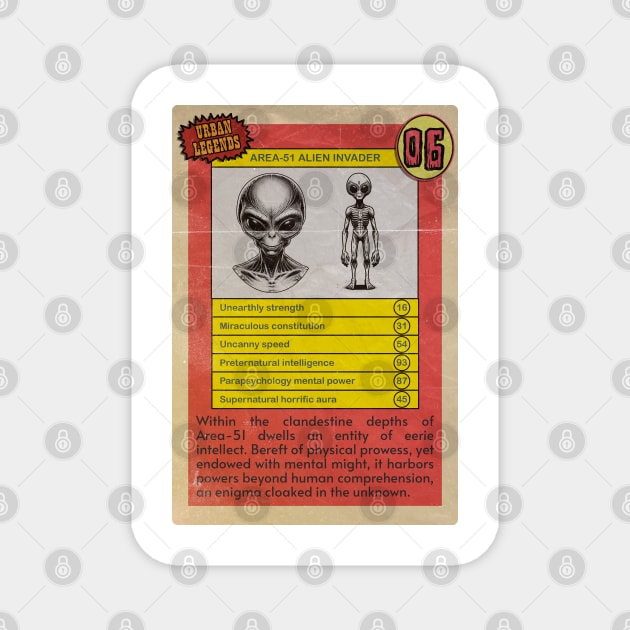 Area 51 Alien Invader, retro horror combat card - Trading - Magnet ...