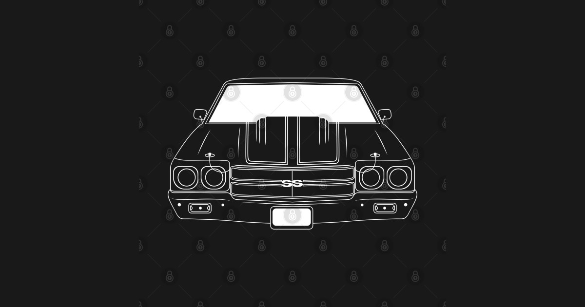 Chevrolet Chevelle SS White Outline - Car - T-Shirt | TeePublic