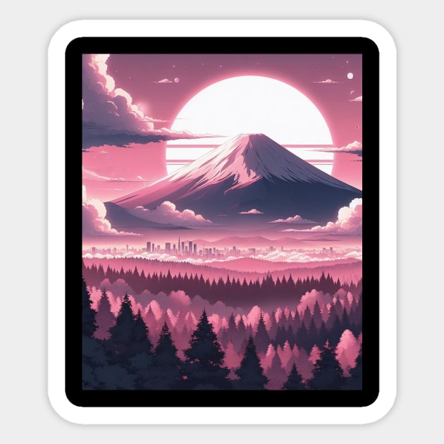 Mount Fuji - Anime Art - Mount Fuji - Sticker | TeePublic