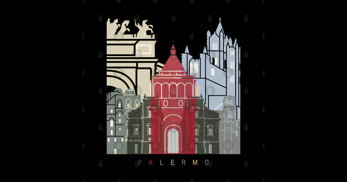 Palermo skyline poster - Skyline - Sticker | TeePublic