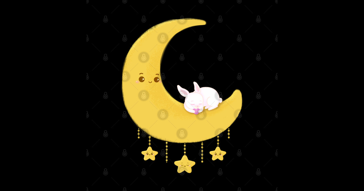 Cute Moon Rabbit Cartoon Illustration - Cute Moon Rabbit Cartoon ...