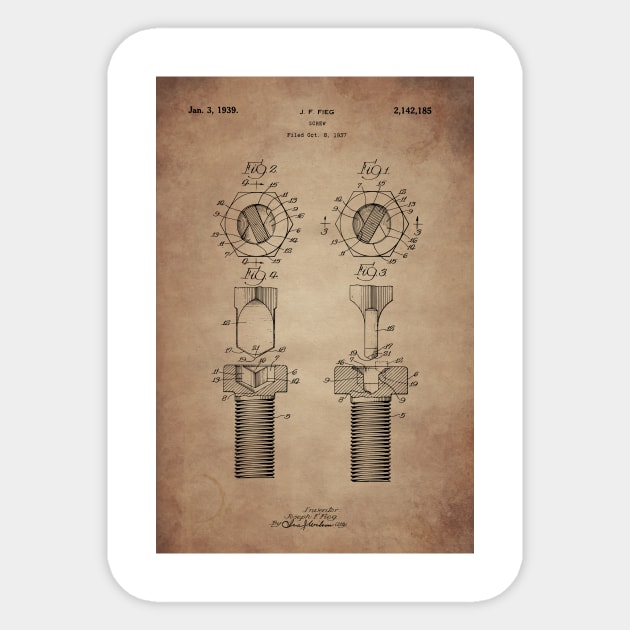 Vintage Patent Screw Design - Vintage Camera Patent - Sticker | TeePublic