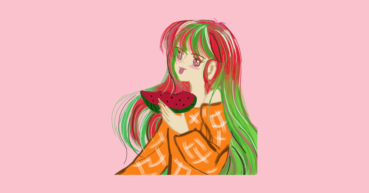 Anime Japanese cartoon style , watermelon girl - Anime And Manga - T ...