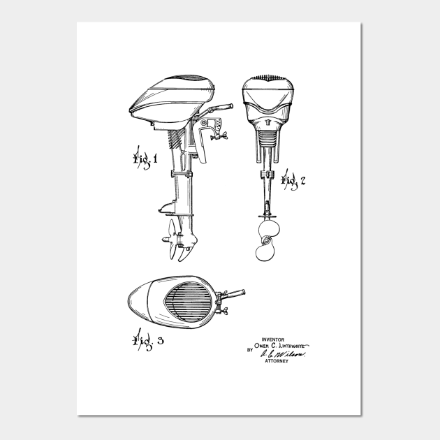 Outboard Motor for Boats Vintage Patent Hand Drawing - Boat - Posters ...