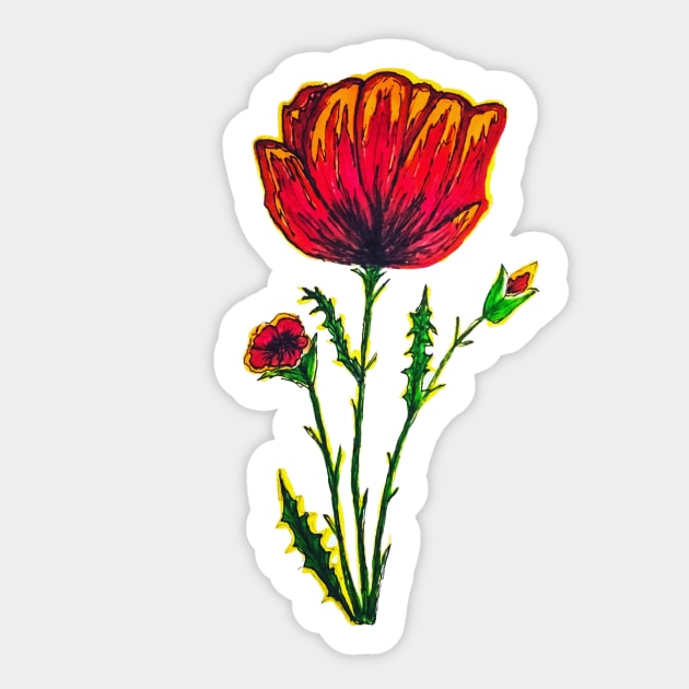 Poppy plant - Flower - Sticker | TeePublic