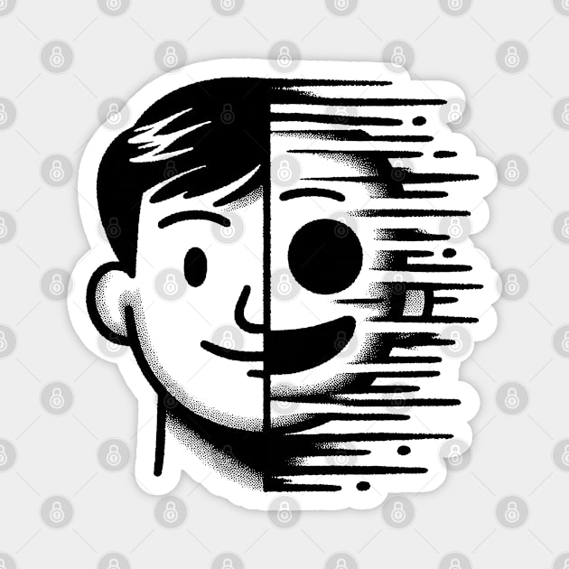 Warp Hyper Speed Smiling Comic Boy Face - Smiley Face - Magnet | TeePublic