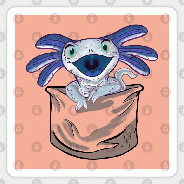 Axolotl Pocket Cute Blue - Axolotl - Sticker | TeePublic