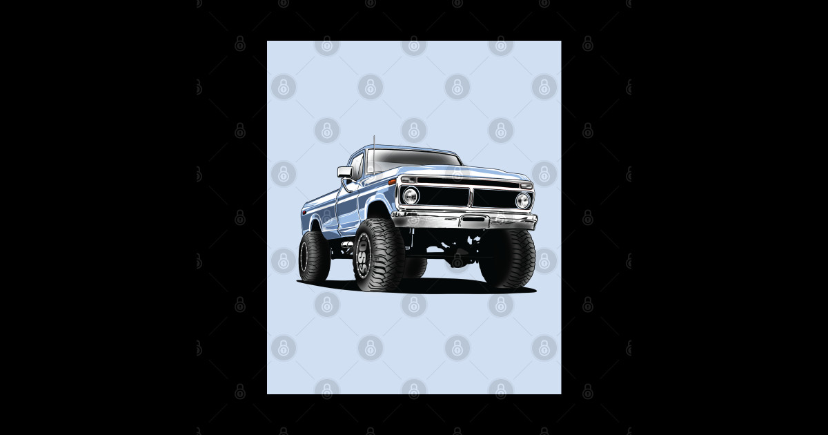 ford f250 obs truck blue poster - Ford Truck - Sticker | TeePublic