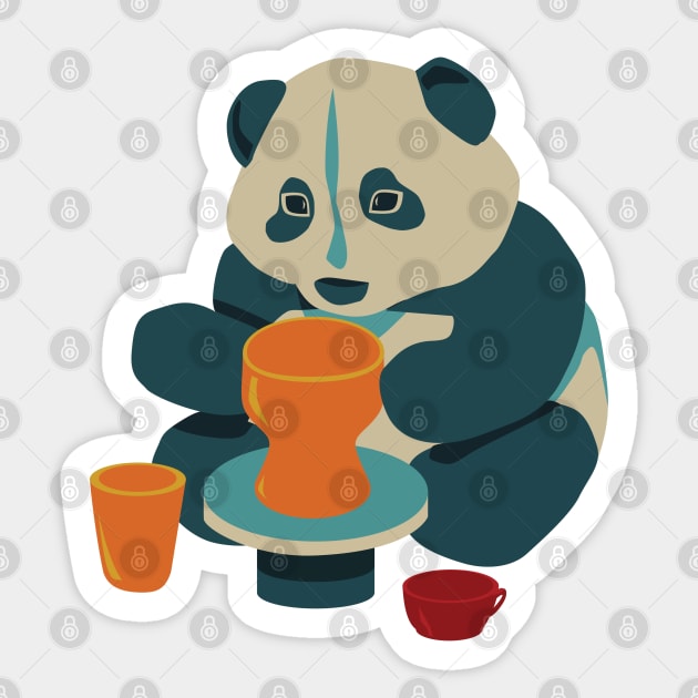 Panda loves pottery - Pottery - Sticker | TeePublic