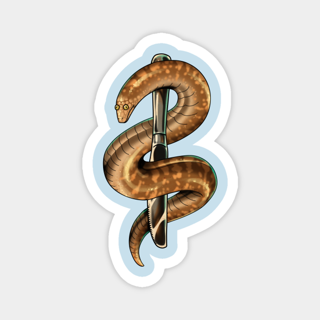 Snake and Dagger Tattoo Flash - Tattoo Style - Magnet | TeePublic