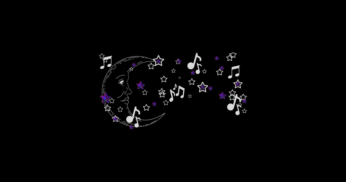 Moon Stars music Notes - Moon And Stars - Sticker | TeePublic
