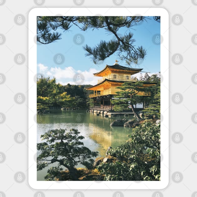 Golden Kyoto Temple - Color - Sticker | TeePublic