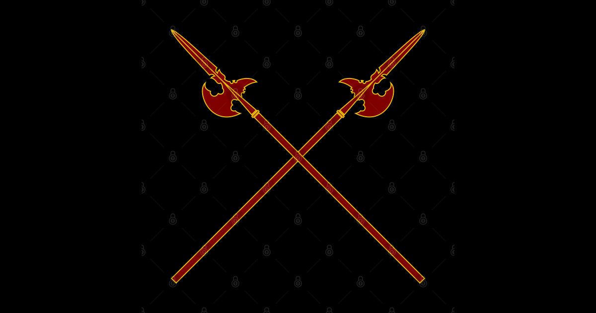 Crossed Halberds (Red) - Halberd - Sticker | TeePublic
