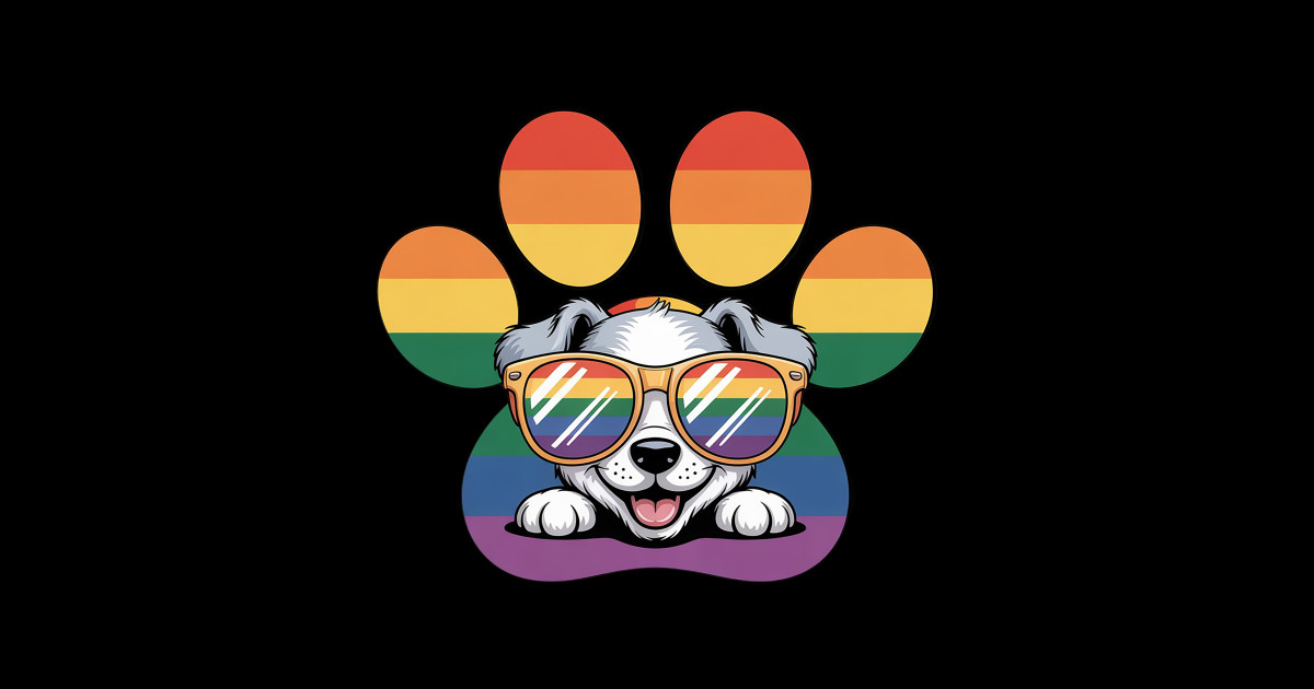 Funny LGBT Rainbow Dog Paw Print Borzoi Lesbian Gay Pride - Funny Lgbt ...
